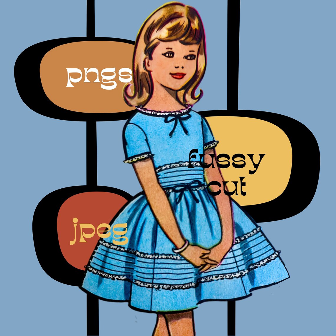 1950s Girls Fashion Clipart Bundle Midcentury PNGS - Etsy