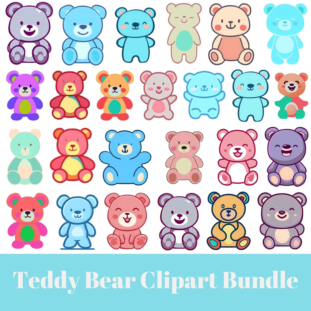 Cute Teddy Bears Clipart Bundle Teddy Bear Digital Images - Etsy