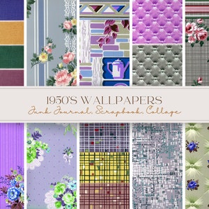 Midcentury Printable Digital Paper - Vintage 1950s Wallpaper Design ...