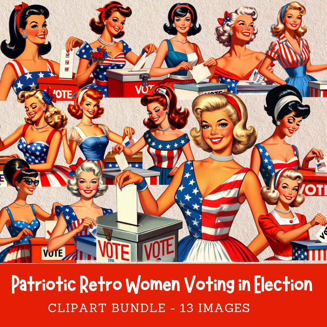 Retro Women Voting Clipart: Patriotic Election Images (digital Download ...