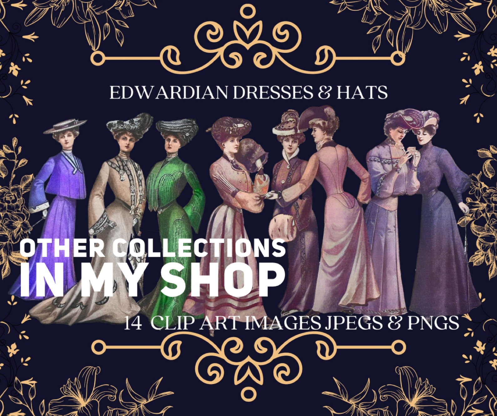 Edwardian Girls Clipart Bundle Digital Download Commercial Use Vintage ...