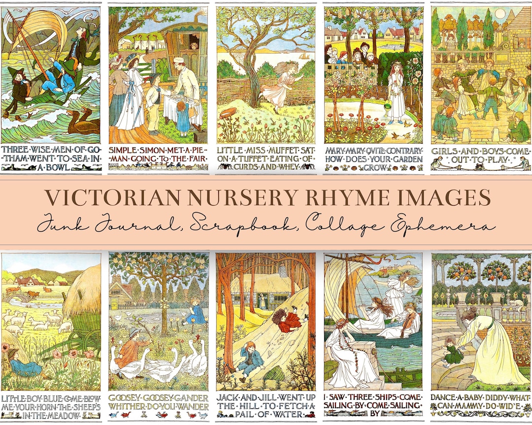 Vintage Nursery Rhyme Clip Art Bundle Vintage Mother Goose Journal ...