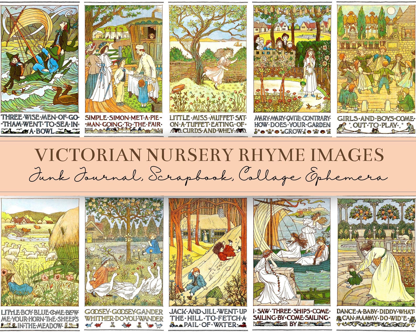 Vintage Mother Goose Clip Art: Victorian Nursery Rhymes (digital ...
