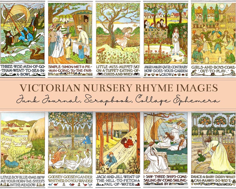 Vintage Nursery Rhyme Clip Art Bundle Vintage Mother Goose Journal ...