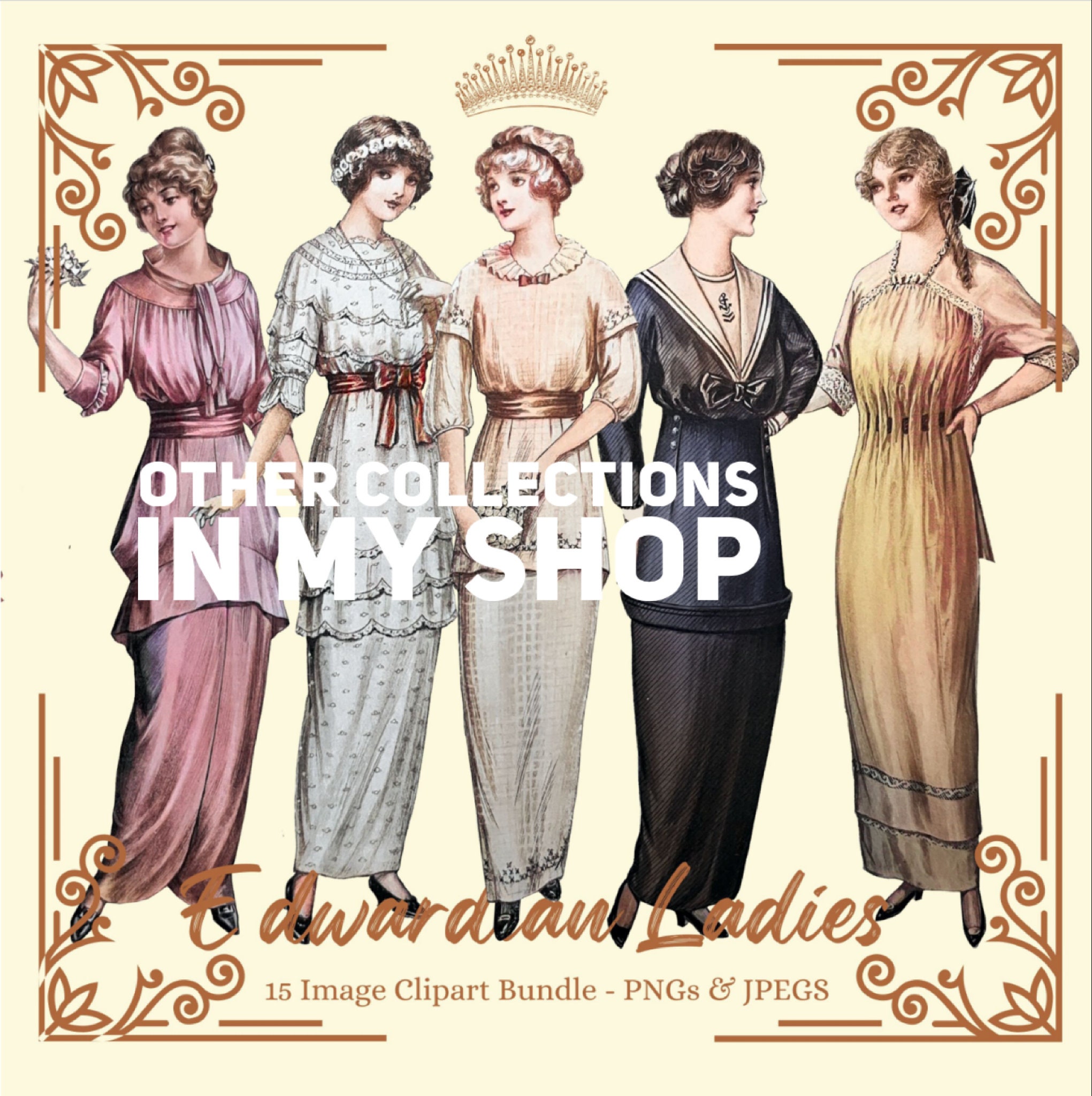 Vintage Hats Clip Art Bundle Edwardian Ladies Hats Mega Clipart Bundle