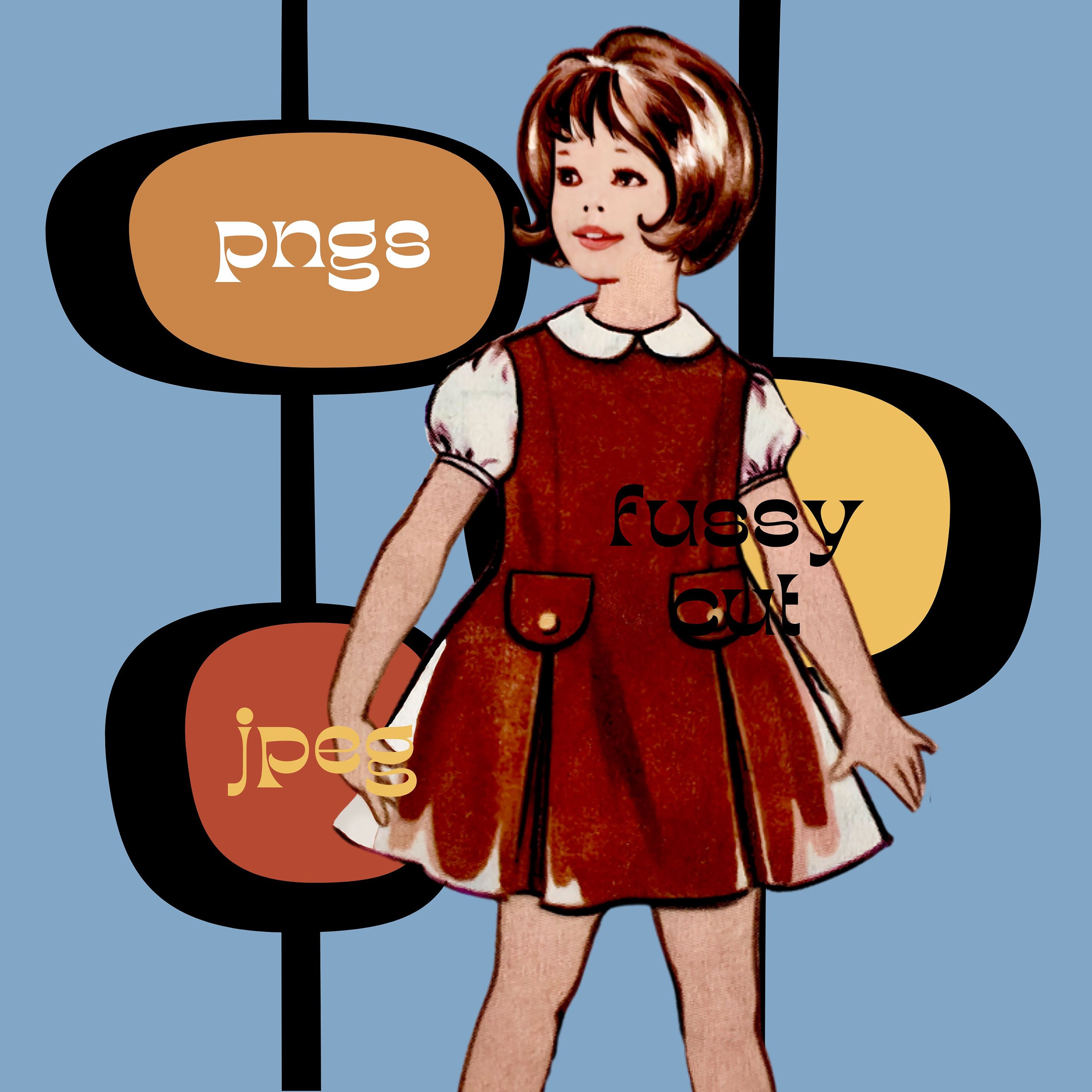 1950s Girls Fashion Clipart Bundle Midcentury PNGS - Etsy
