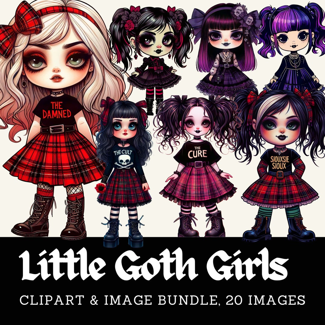 Goth Girl Clip Art Bundle Digital Download Cute Goth Girls Digital ...
