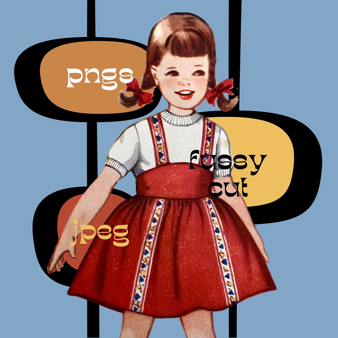 1950s Girls Fashion Clipart Bundle Midcentury PNGS - Etsy