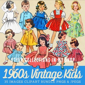 1950s Women's Fashion Clipart Bundle PNGS Vintage 50s Fussy Cut Digital ...