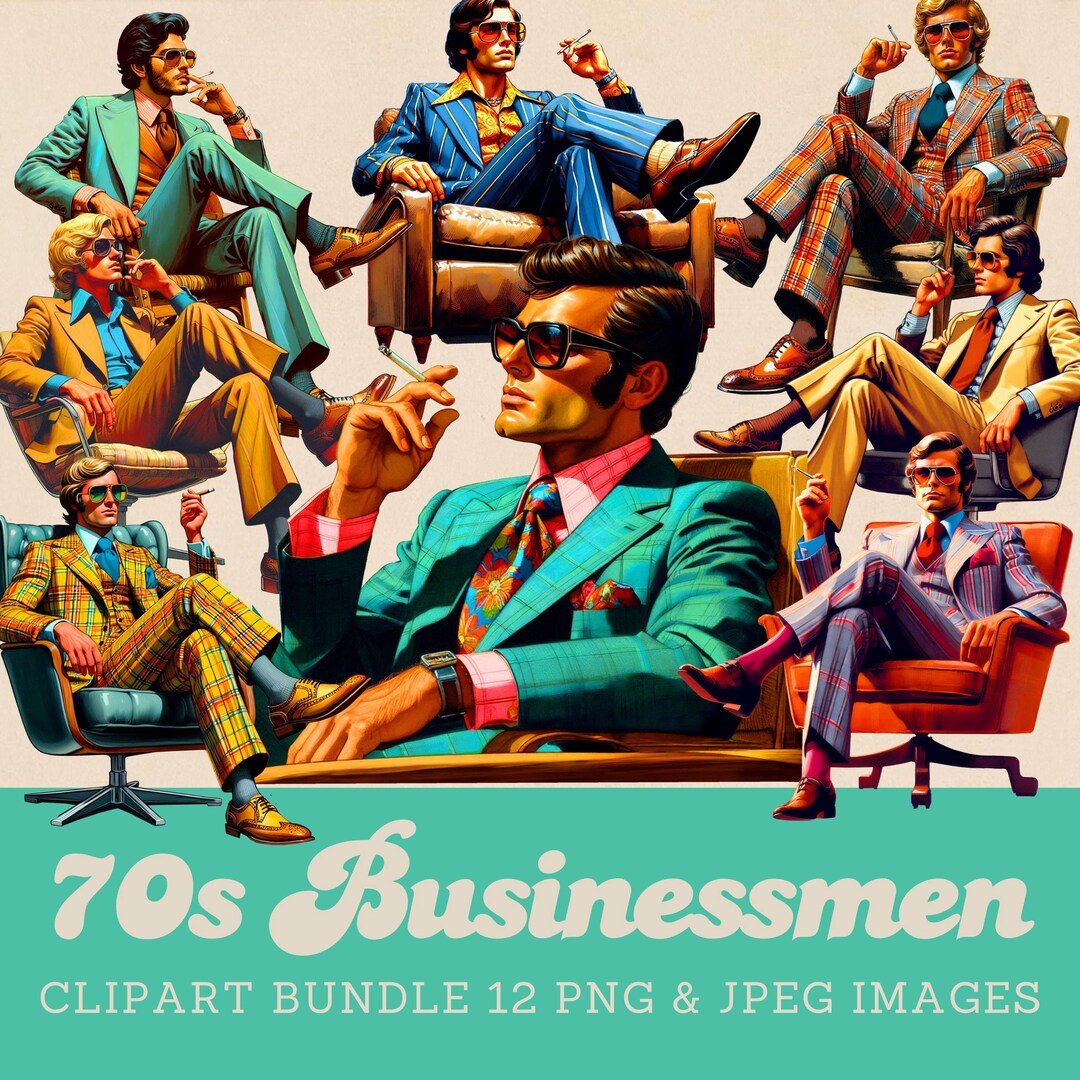 70s Businessmen Clipart Bundle Groovy 1970s Man Fashion Clip Art Bundle ...