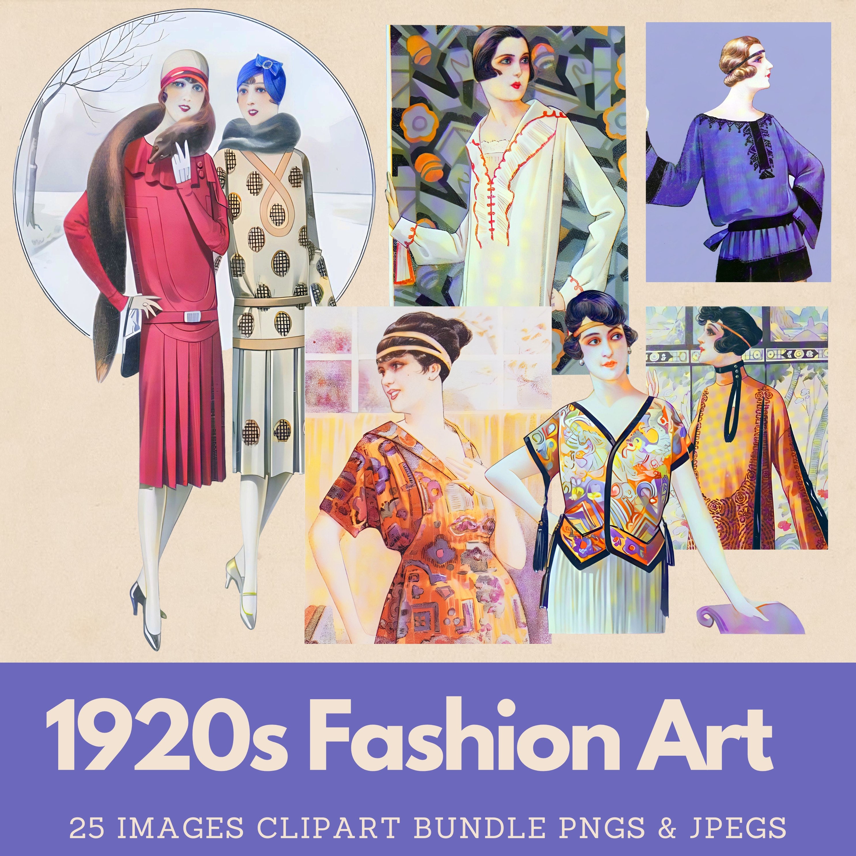 1920s Flappers Fashion Clipart Bundle for Junk Journals Scrapbooking ...