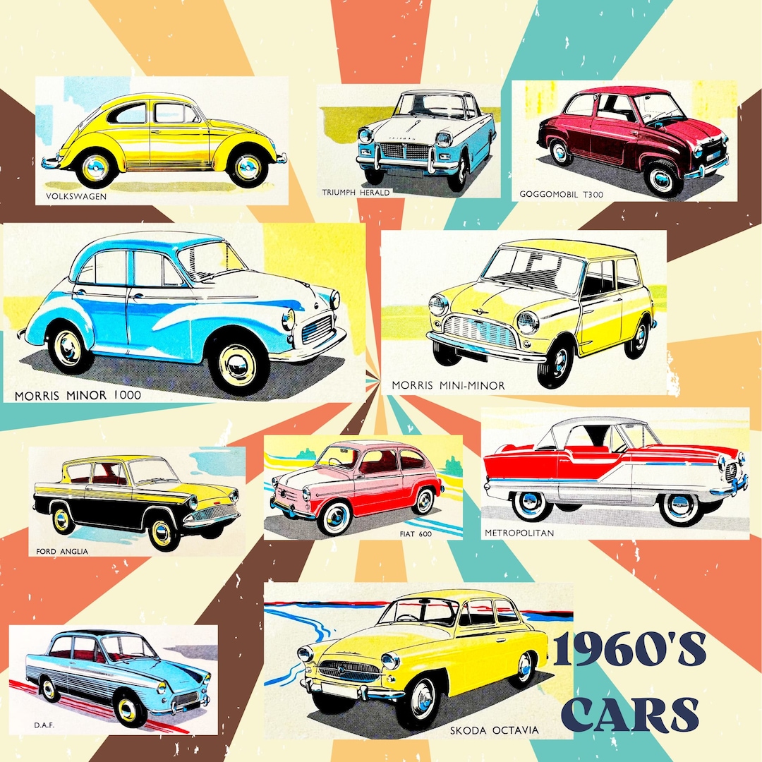 1960s Cars Clipart Bundle Vintage Cars Midcentury Cars Clipart Bundle ...