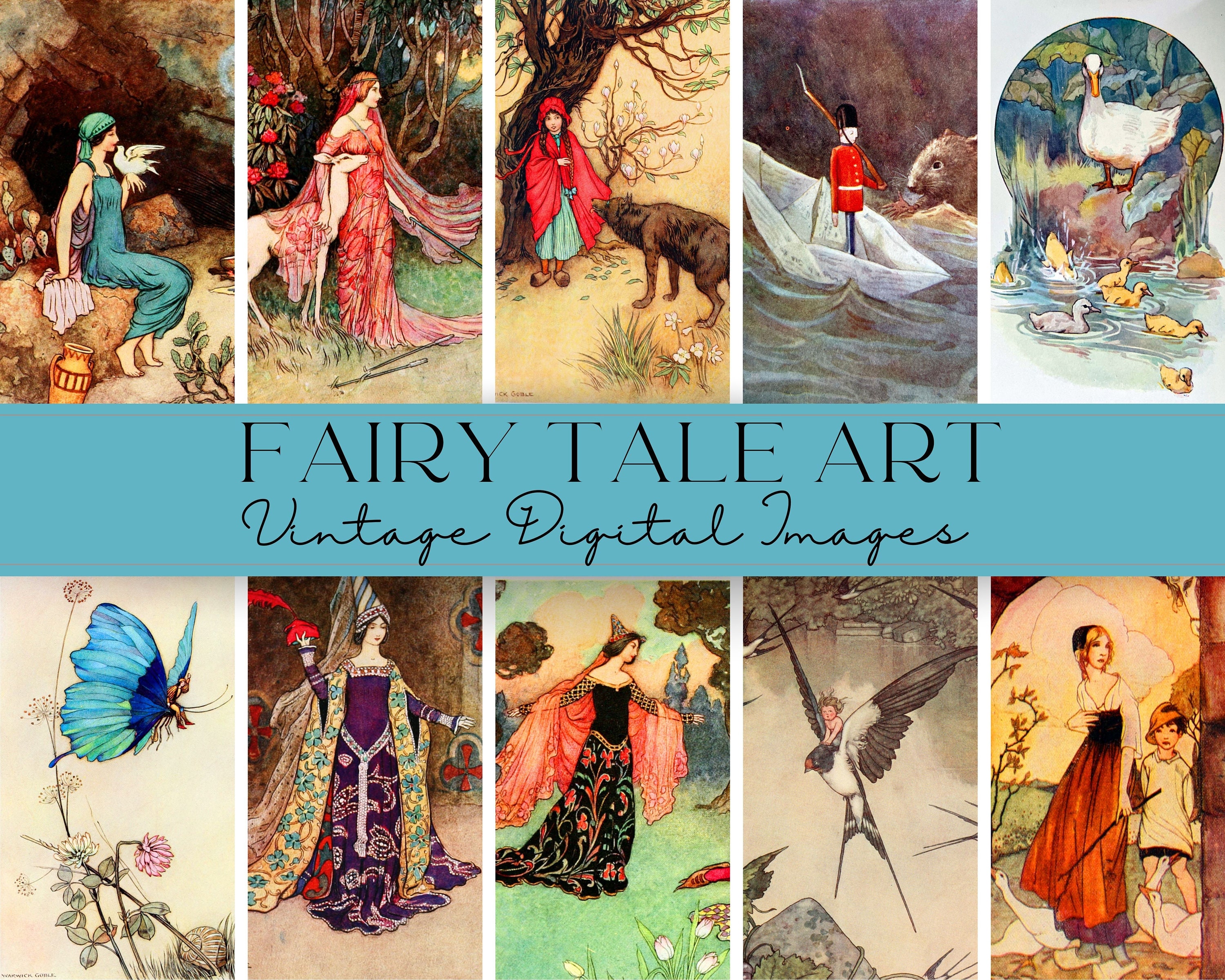 Vintage Fairytale Clip Art Bundle Fairy Tale Digital Download Antique ...