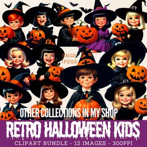 Retro Halloween Ladies Clipart Bundle 1950s Halloween Women Vintage ...