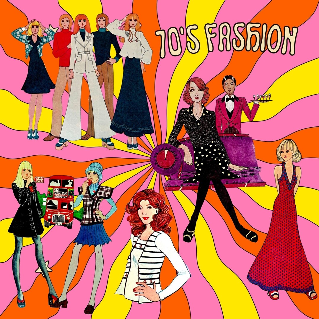 1970s Fashion Clipart Bundle Vintage 70s Fashion Clip Art 1970s Fashion Plate Fussy Cut - Etsy