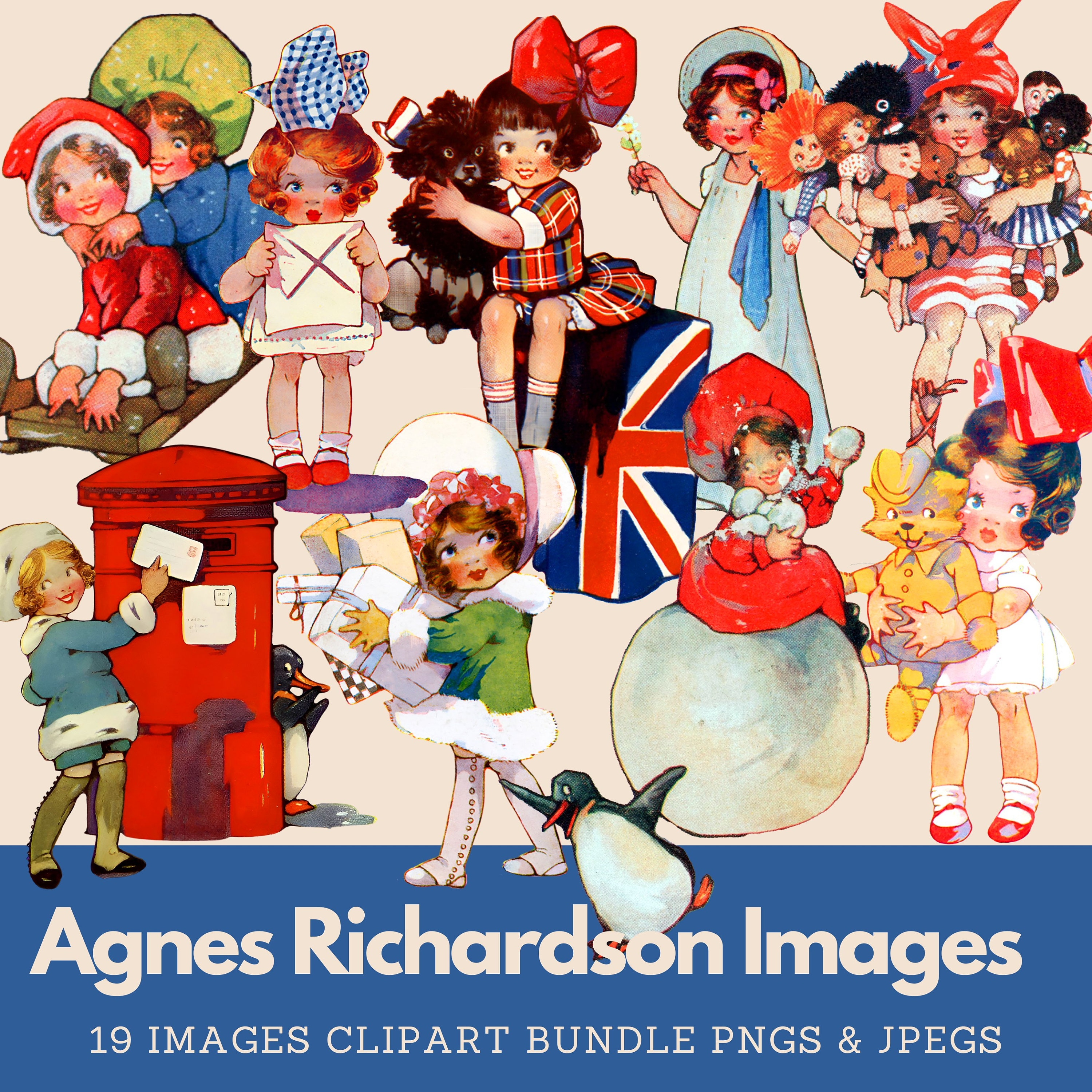 Agnes Richardson Clipart Bundle Cute Children Digital Images Vintage ...