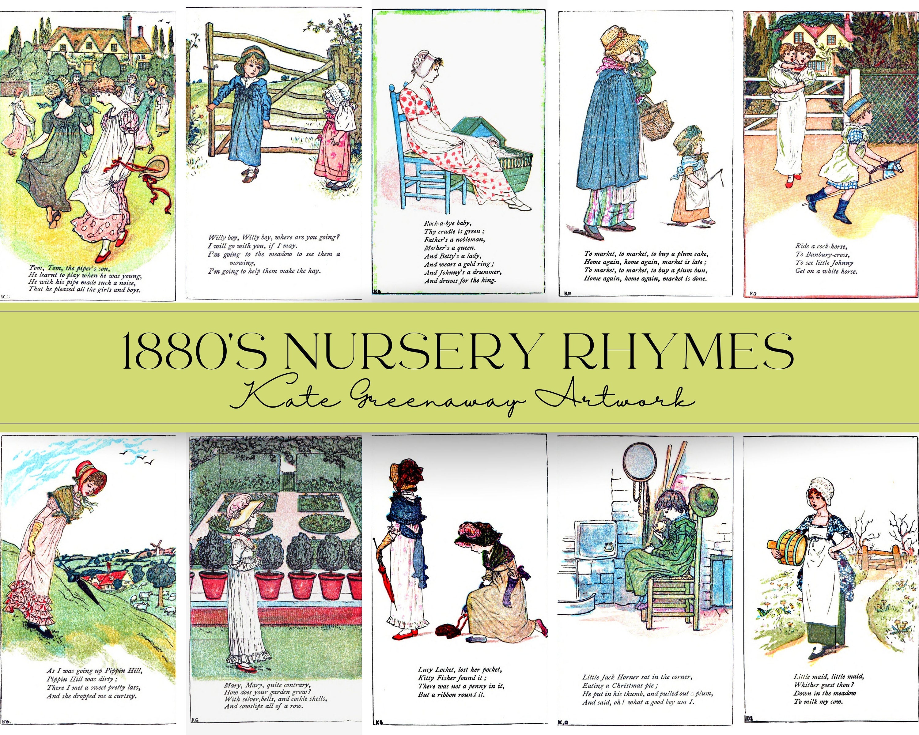 Nursery Rhyme Clip Art Bundle Kate Greenaway Nursery Rhymes Vintage ...