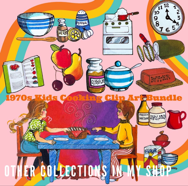 1970s Fashion Clipart Bundle 70s Scrapbook Ephemera Vintage Teens ...