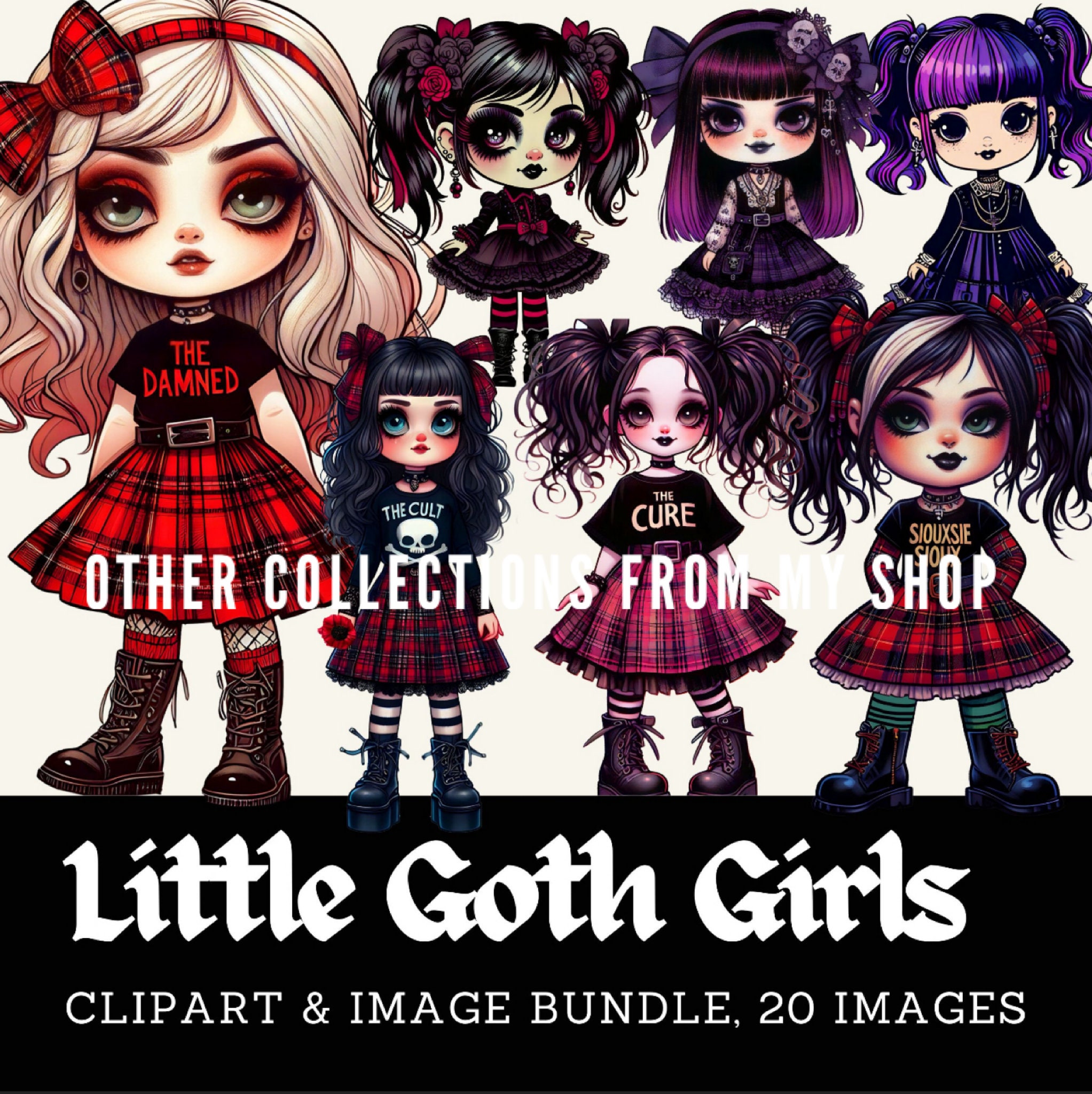 Gothic Bride and Groom Clipart Bundle Retro Goth Wedding Clip Art Goth ...