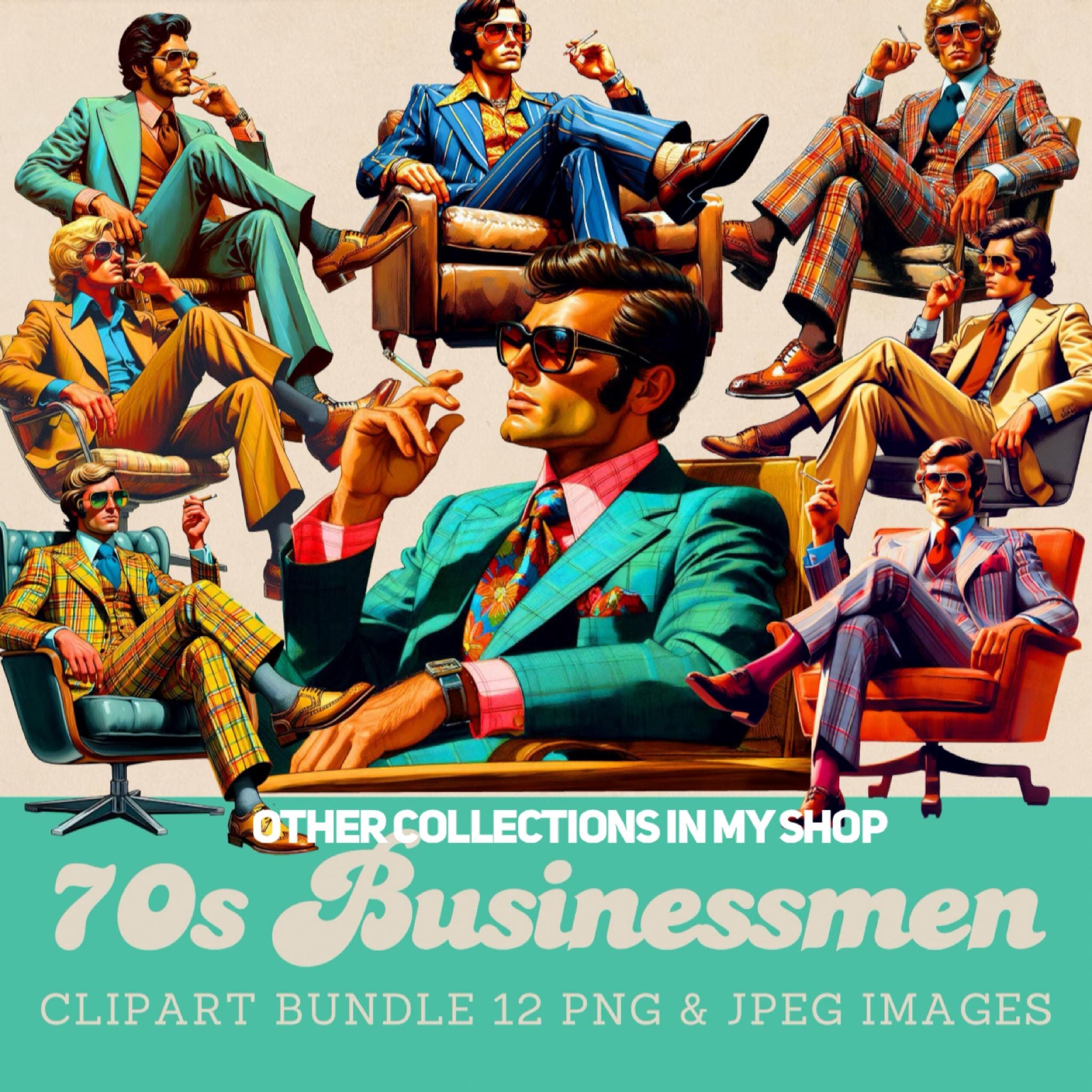 70s Disco Men Clip Art Bundle: Retro Dancers (PNG & JPEG) - Etsy UK