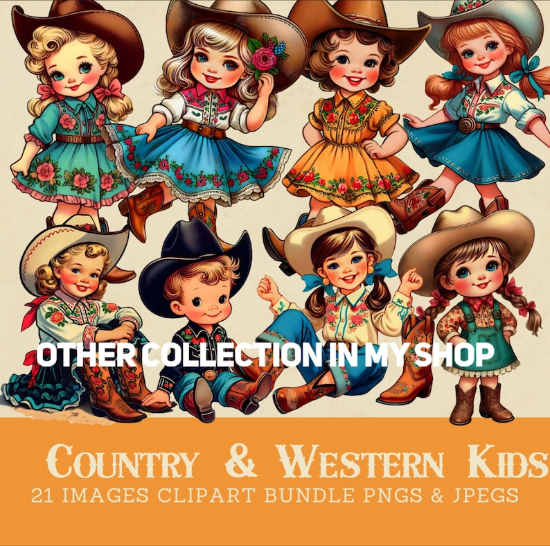 Vintage Cowgirls Clipart Bundle 1950s Women Cowgirl Fussy Cuts Western ...