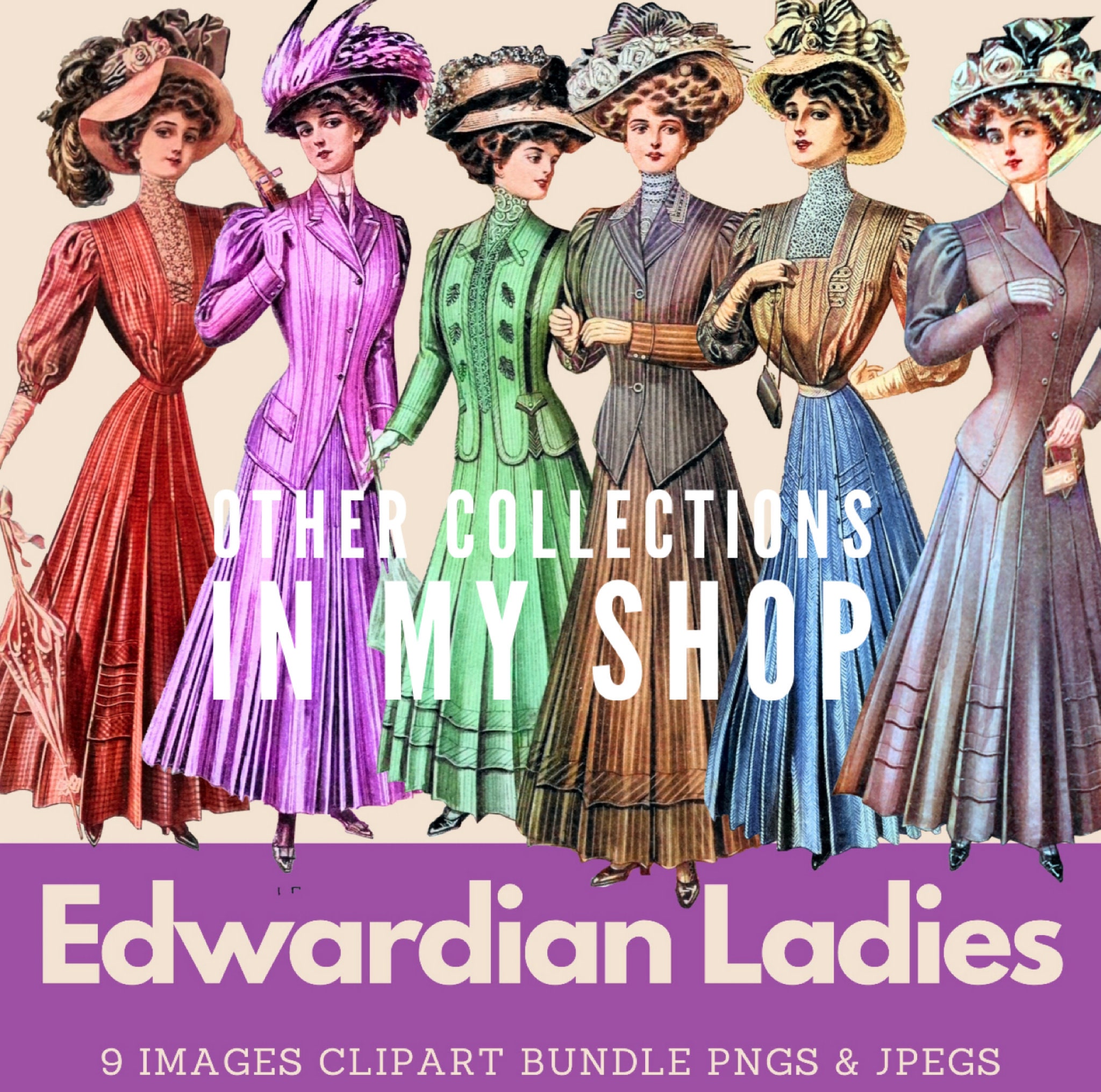 Edwardian Canadian Fashion Clipart: Vintage Ladies Images (digital ...