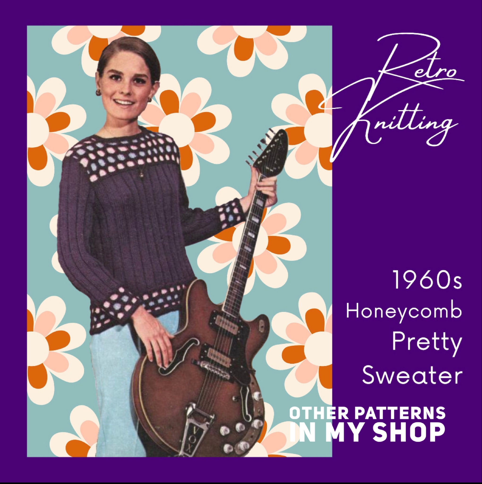 60s Beatnik Women's Sweater Knitting Patterns 4 Black & White Designs ...