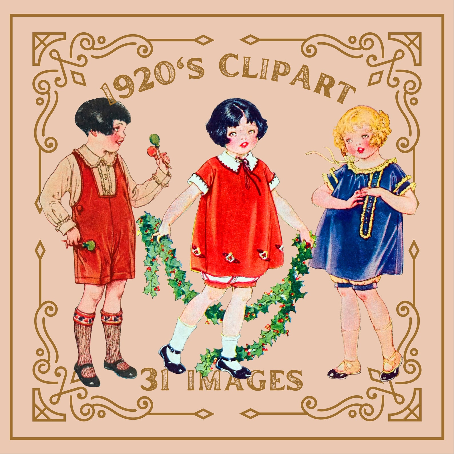 1920s Children Fashion Clipart Kids Vintage Kids Clipart - Etsy