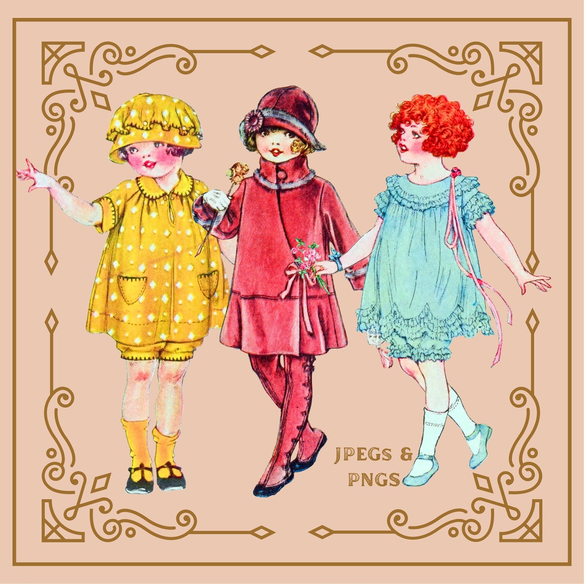 1920s Children Fashion Clipart Kids Vintage Kids Clipart - Etsy