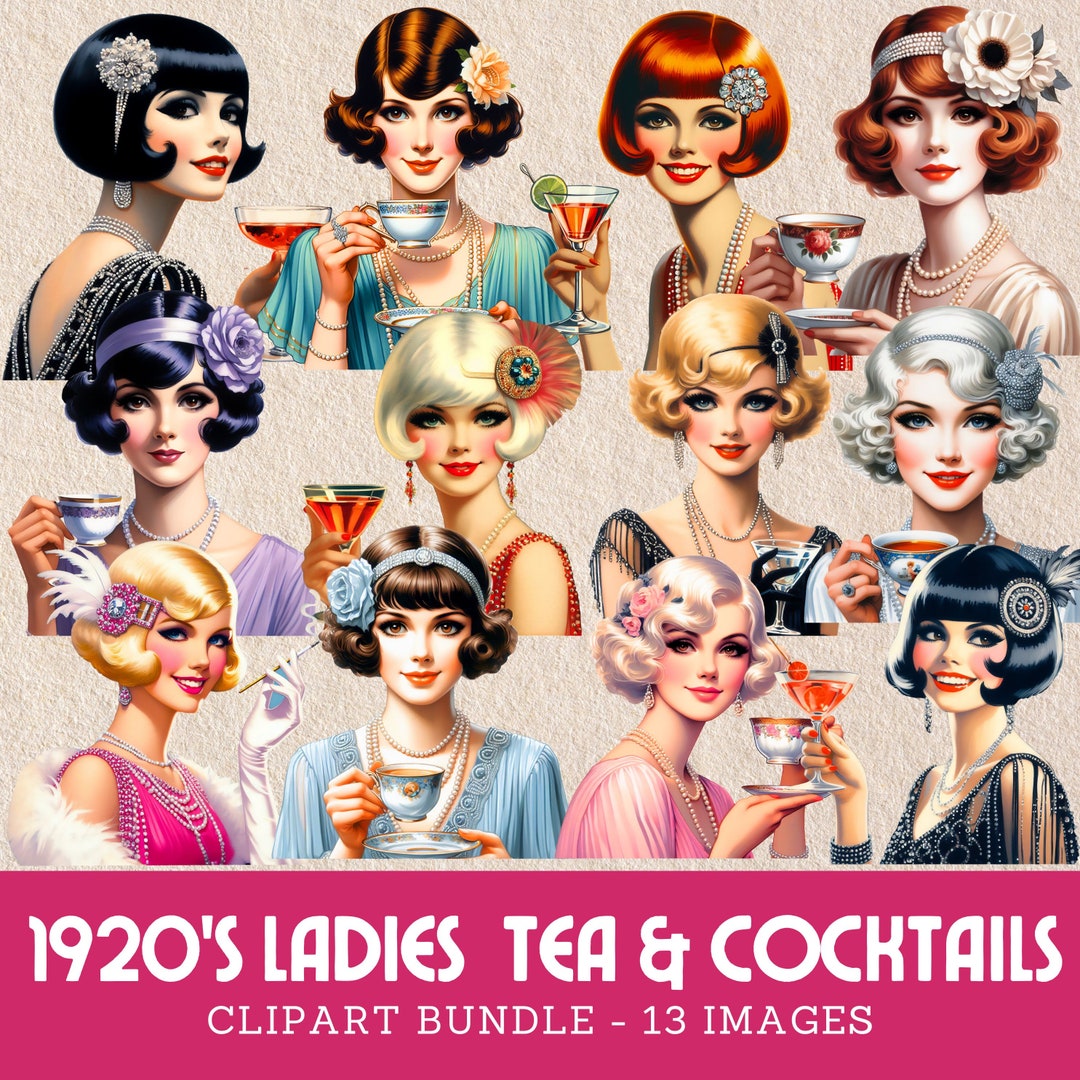 1920s Ladies Clipart Bundle 1920s Women With Tea and Cocktails ...