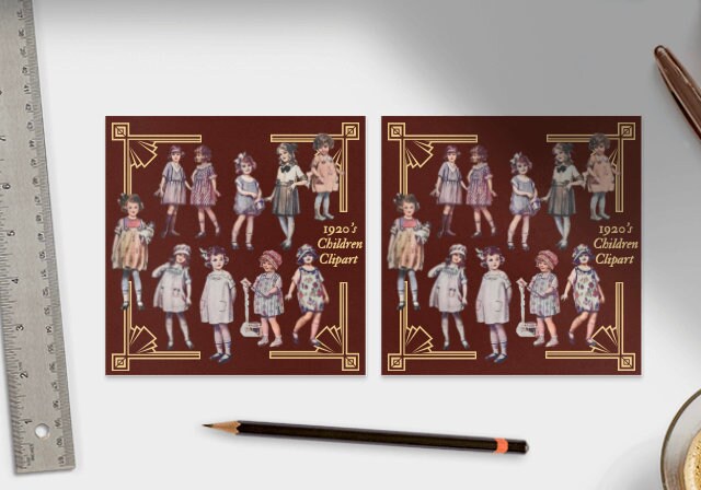 1920s Kids Fashion Clipart: Vintage Children PNG Bundle (digital ...
