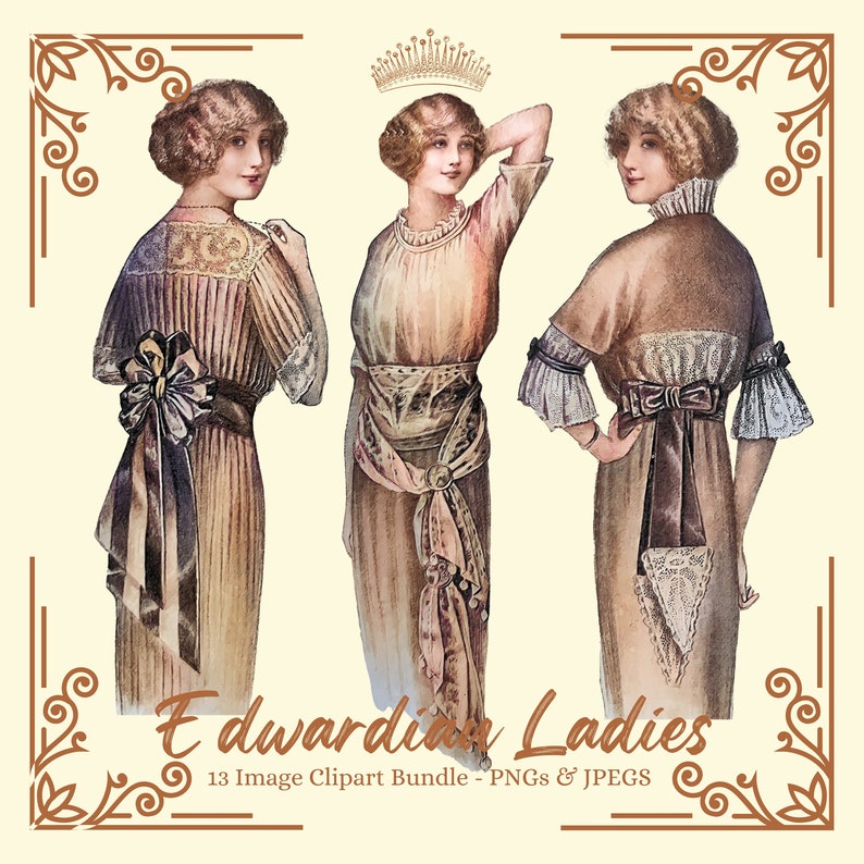 Vintage 1910s Women's Fashion Clipart Set - Edwardian Lady Images ...
