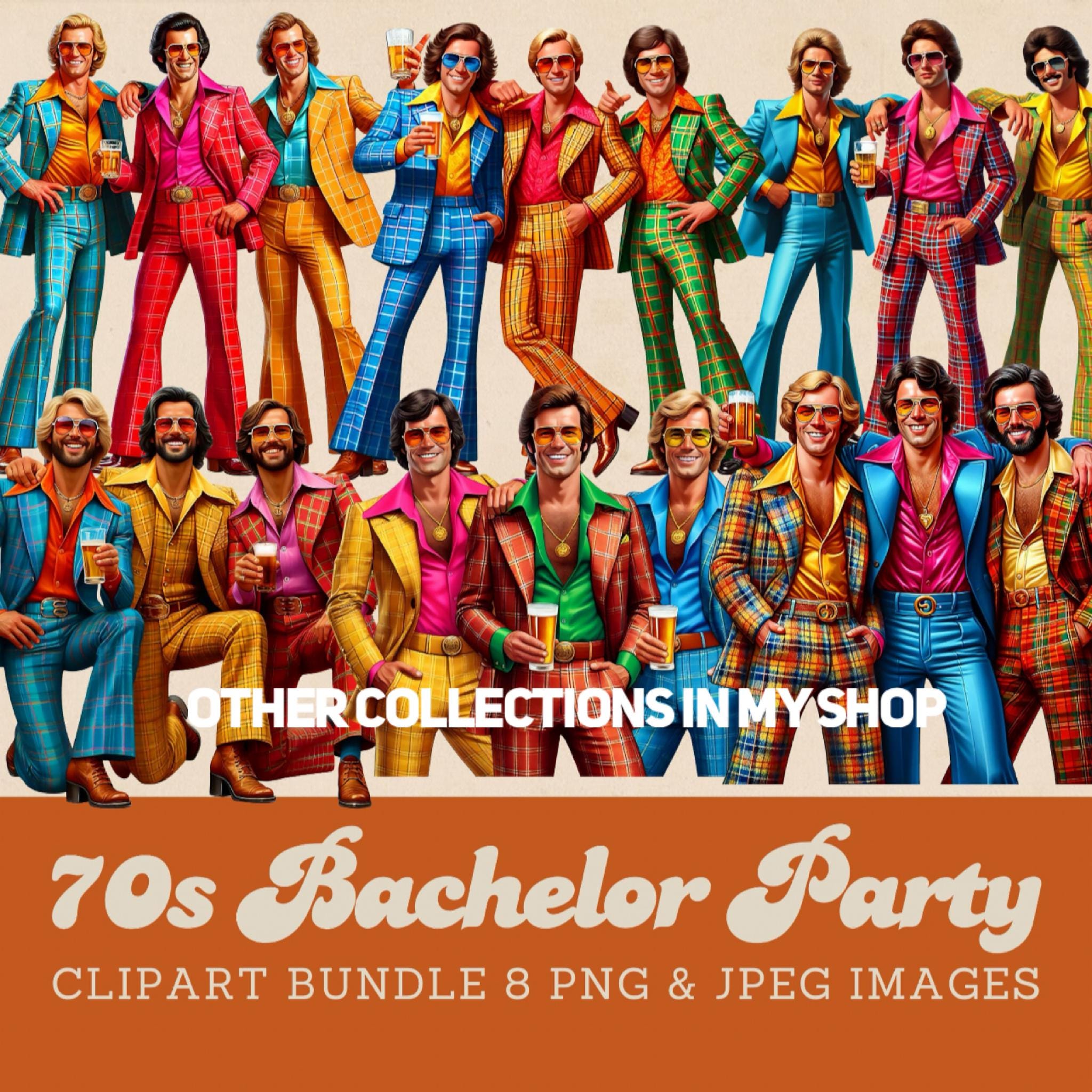 70s Disco Women Clipart Bundle: Retro Party Graphics (commercial Use ...