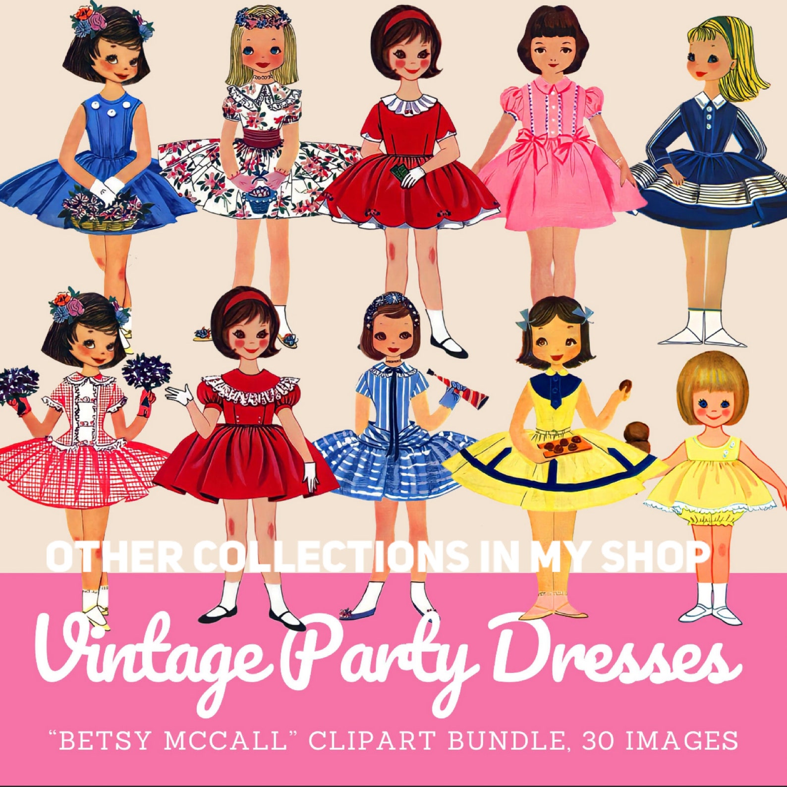 Vintage Television Clipart Bundle 1950s TV Digital Images Retro ...