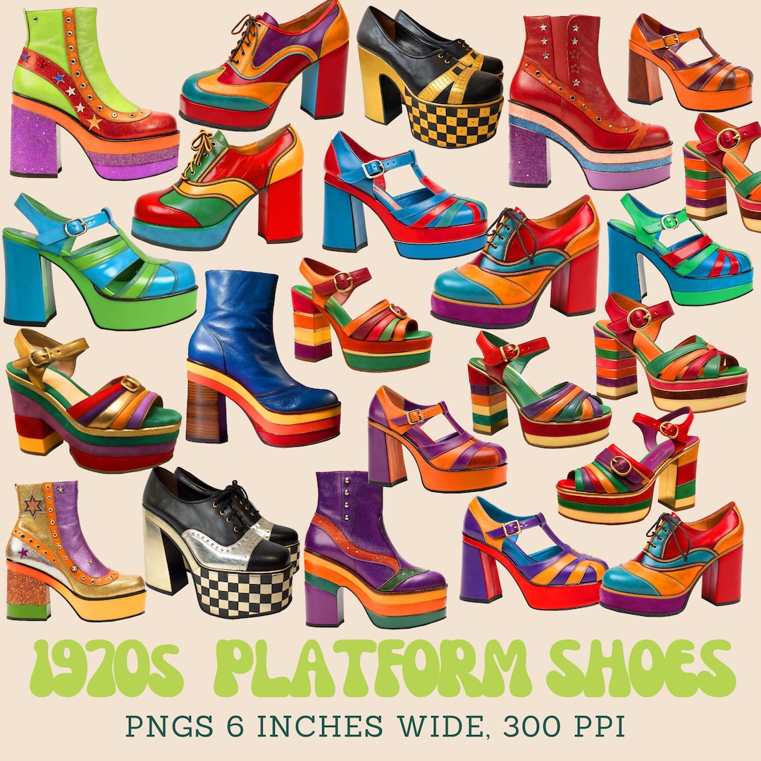 70s Shoes Clip Art Bundle 1970s Platform Shoes Digital Images - Etsy