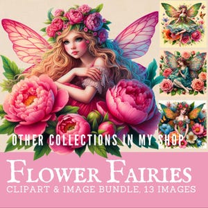 Rose Fairy Clipart Bundle Vintage Flower Fairies Digital Download ...