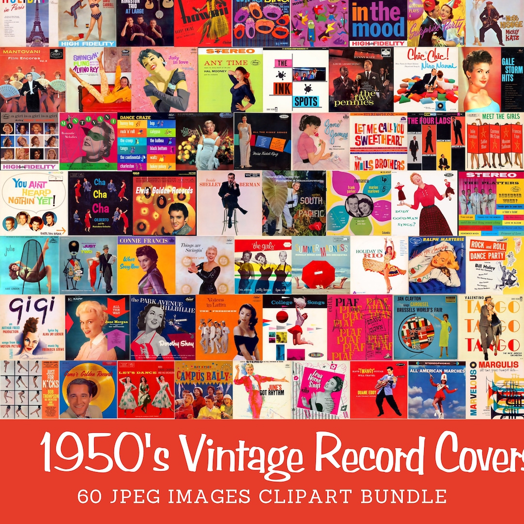 1950s Record Covers Clipart Bundle 1950s Music Ephemera for Journals ...