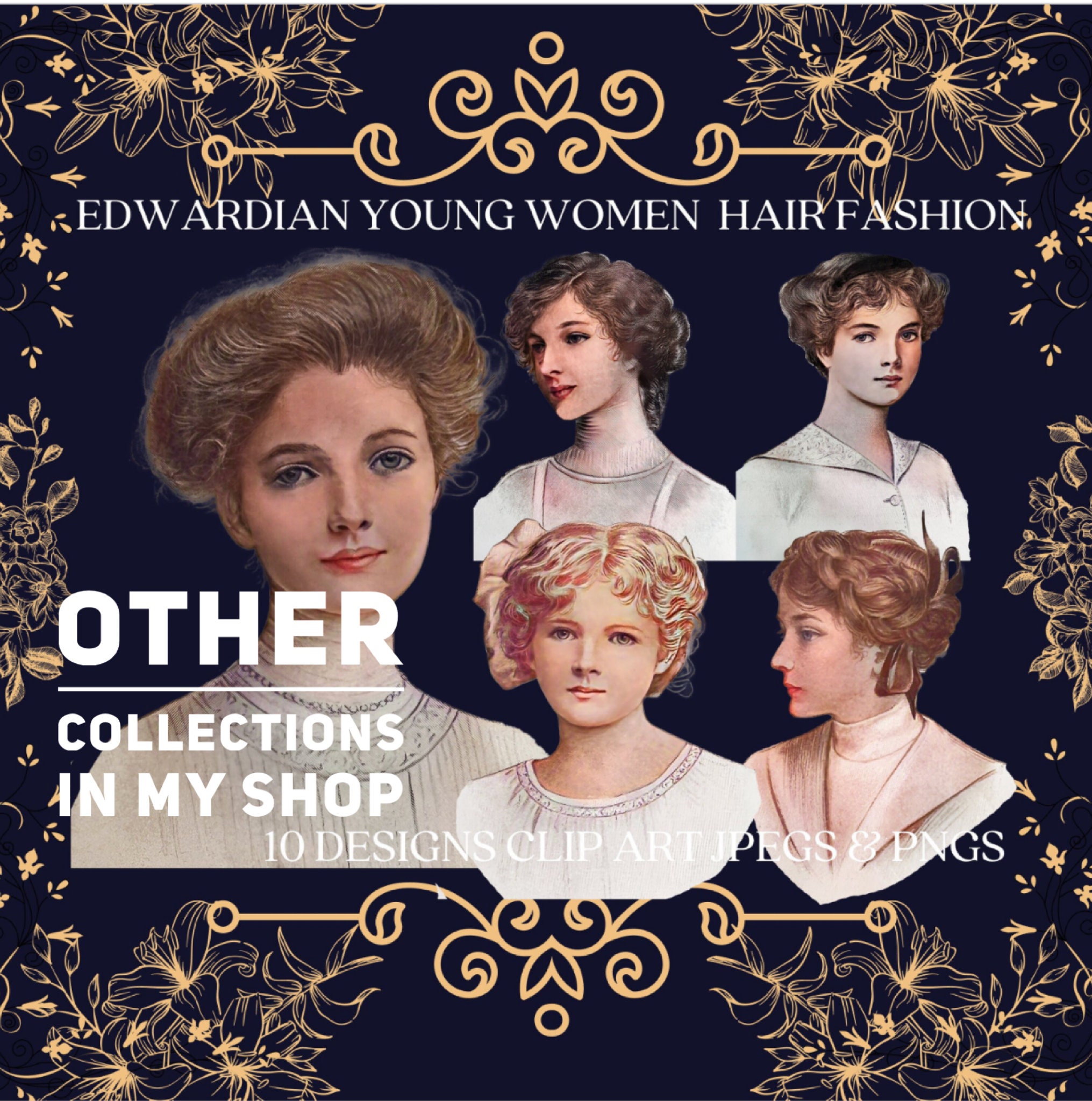Edwardian Girls Clipart Bundle Digital Download Commercial Use Vintage ...