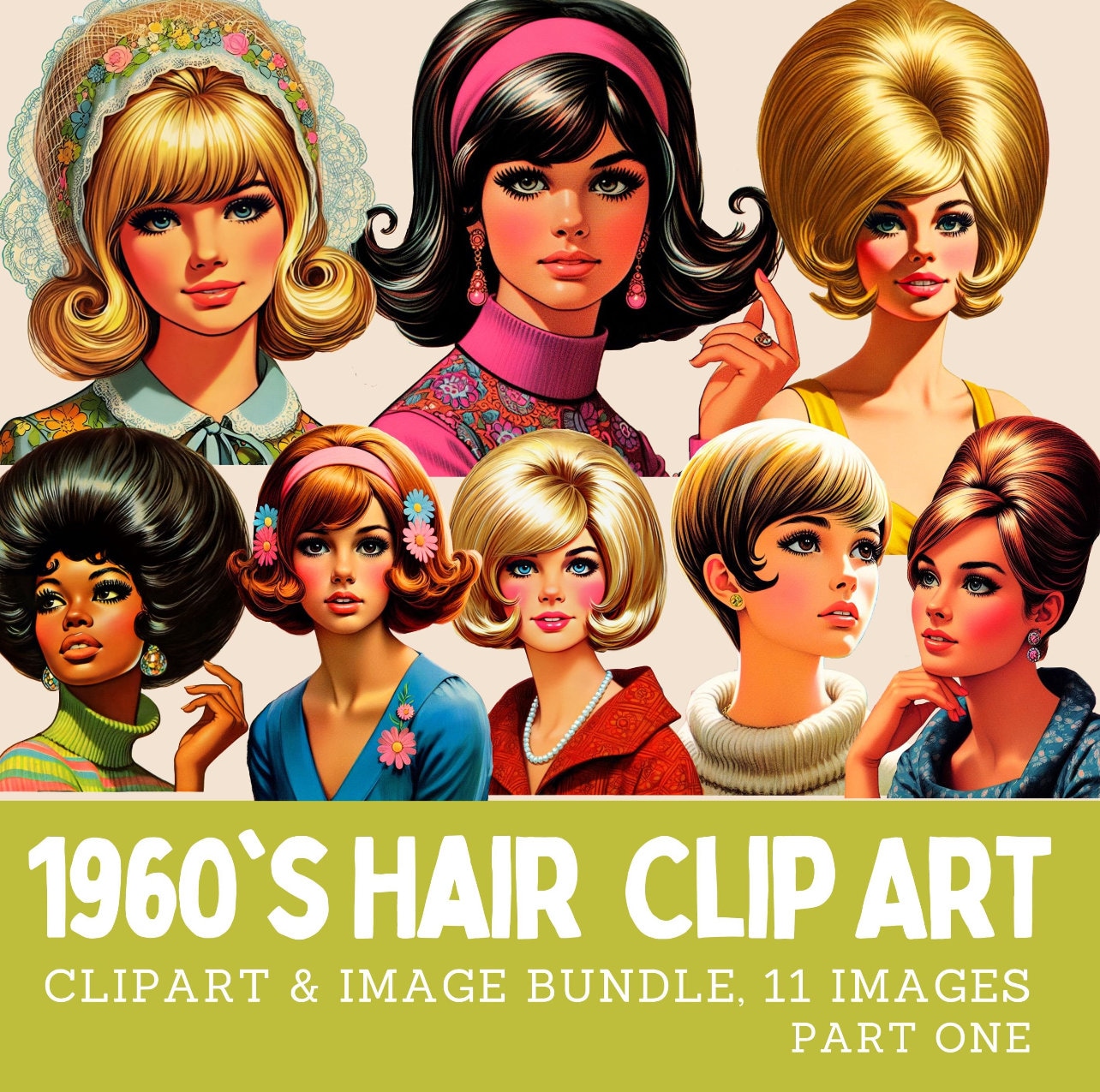 1960s Party Girls Clip Art Bundle Inspired by Holly Golightly, Audrey ...