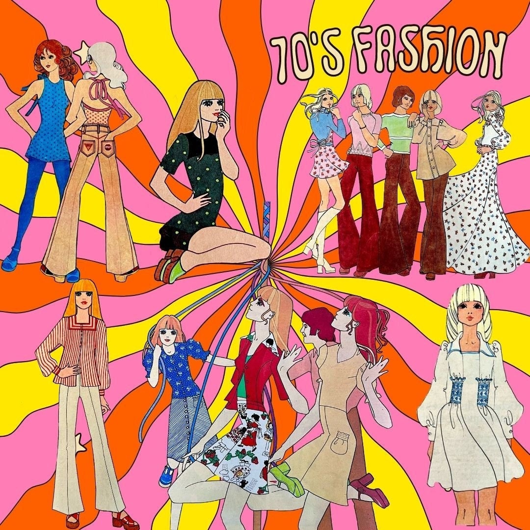 1970s Fashion Clipart Bundle 70s Scrapbook Ephemera Vintage Teens ...