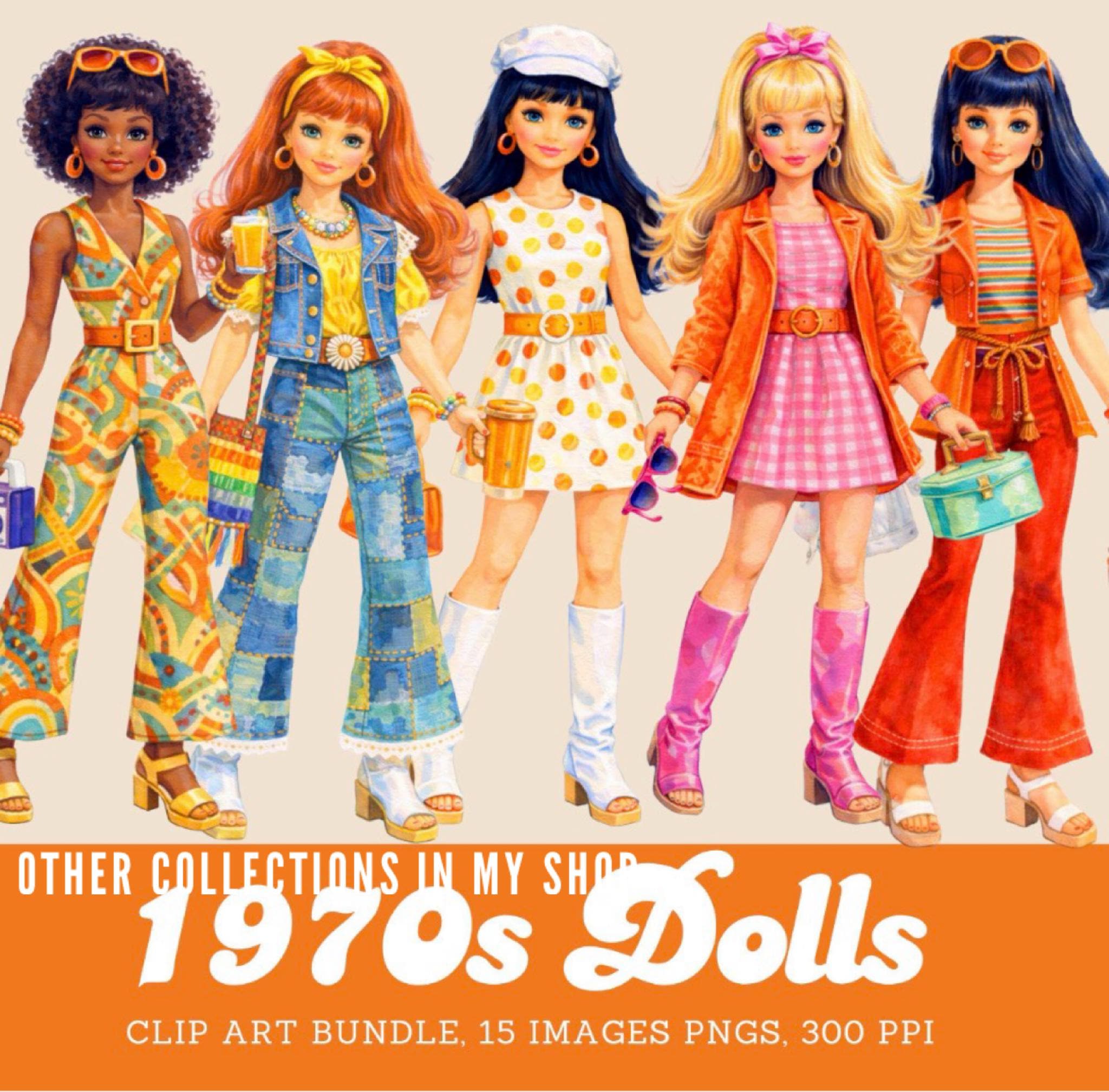 1970s Kids Clipart Bundle: Vintage Children in 1970s Fashion PNG ...