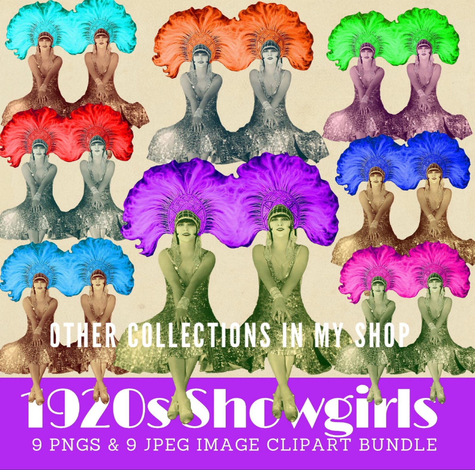 1920s Fashion Clipart: Vintage Ladies in Coats Bundle (PNG, JPEG) - Etsy