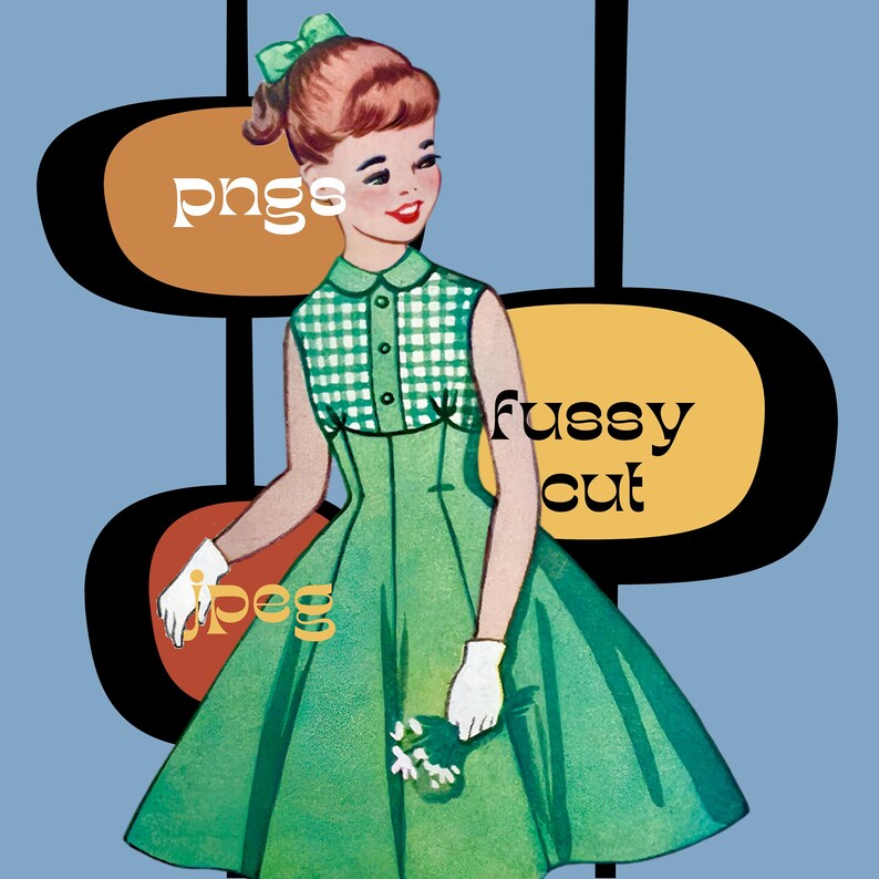 1950s Girls Fashion Clipart Bundle Midcentury PNGS - Etsy
