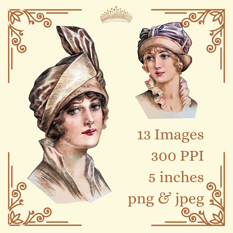 Vintage 1910s Women's Fashion Clipart Set - Edwardian Lady Images ...
