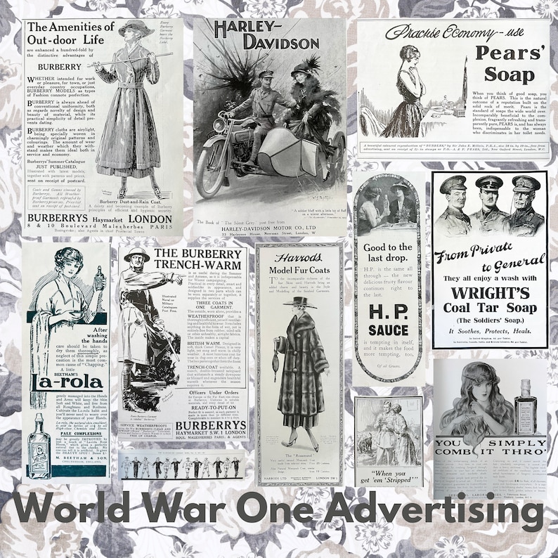 WW1 Advertising Ephemera Bundle: Vintage Ads From 1910s (digital ...