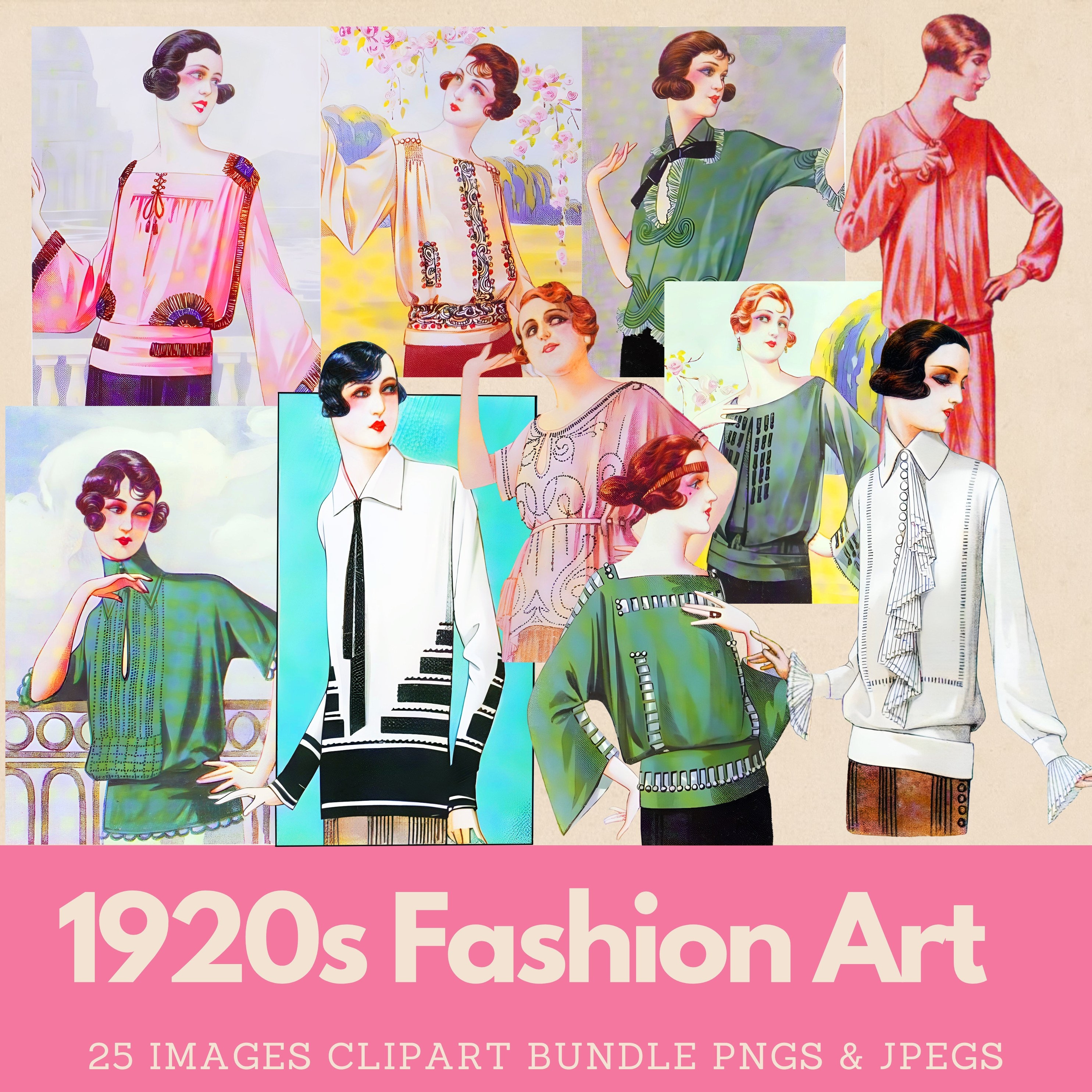 1920s Flappers Fashion Clipart Bundle for Junk Journals Scrapbooking ...