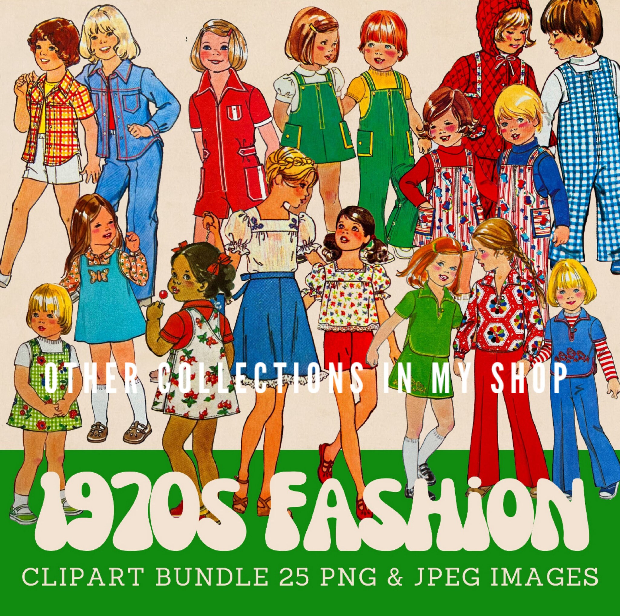 1970s Kids Clipart Bundle: Vintage Children PNG (digital Download) - Etsy