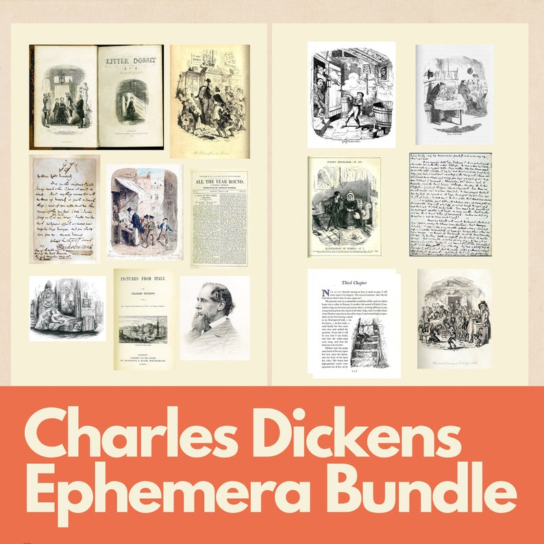 Charles Dickens Ephemera: Victorian Junk Journal Clipart (digital ...