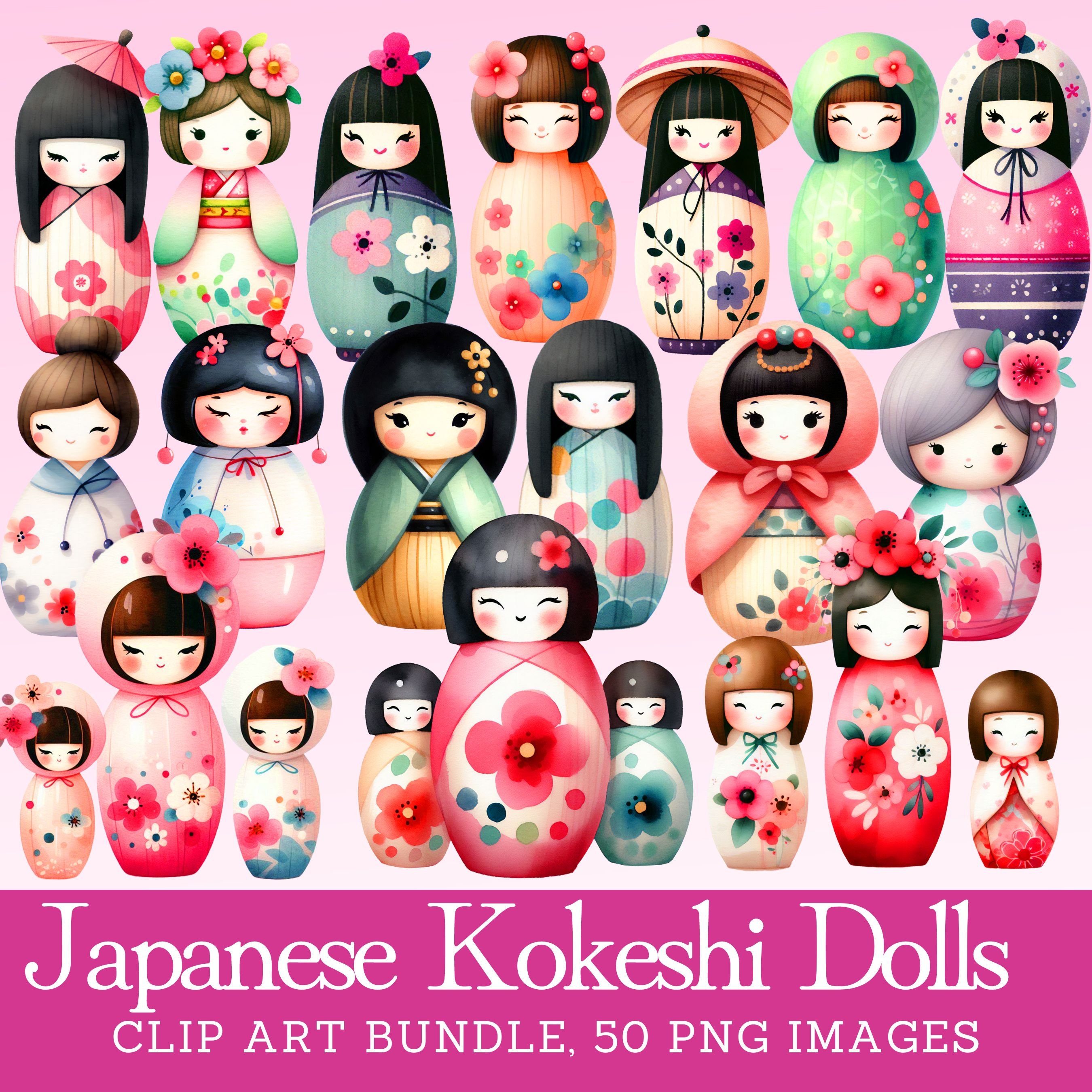 Kokeshi Doll Clip Art: Japanese Traditional Dolls (digital Download) - Etsy
