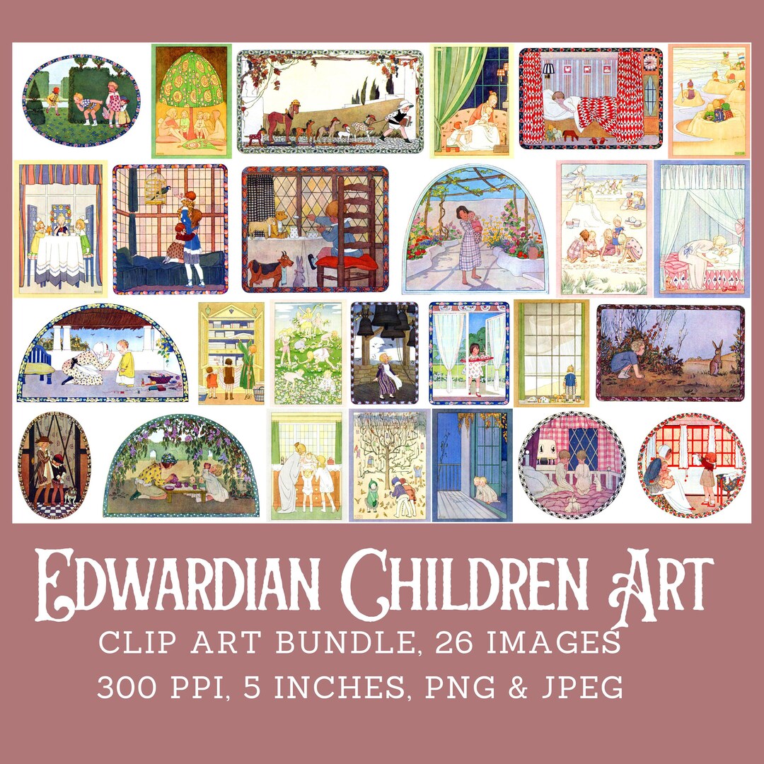 Vintage Children's Book Clipart Bundle Edwardian Children Digital ...